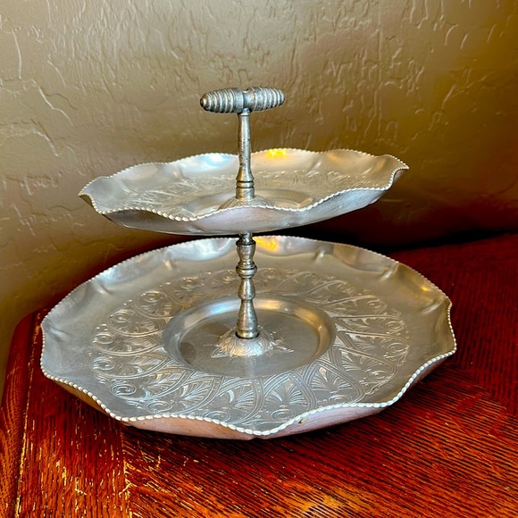 Dining | Vintage Mcm Hammered Aluminum Two Tier Tray | Poshmark